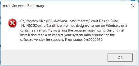 ni software install error bad image ni