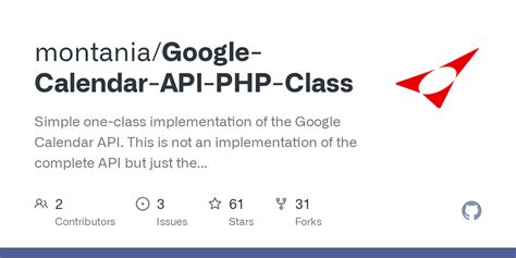 GitHub Montania Google Calendar API PHP Class Simple One Class Implementation Of The Google