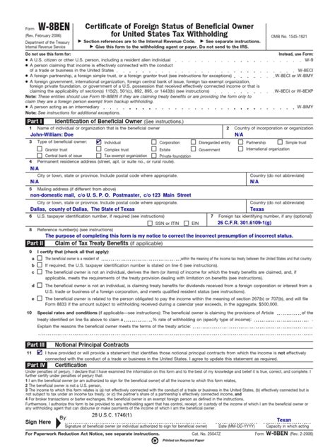 Updated W 8BEN | PDF | Irs Tax Forms | Taxes
