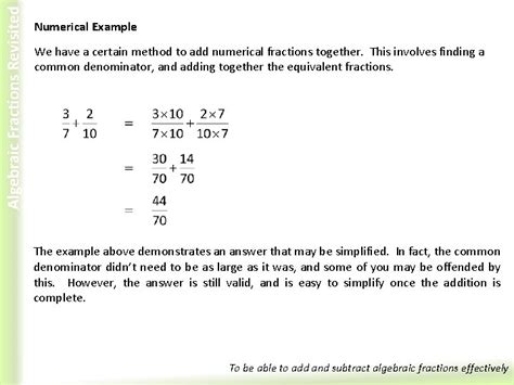 December 2021 Algebraic Fractions Revisited Objective To Be