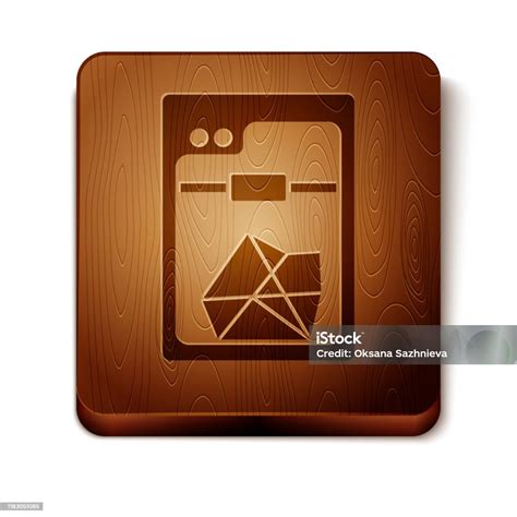 흰색 배경에 격리된 갈색 3d 프린터 아이콘입니다 나무 사각형 버튼입니다 벡터 일러스트레이션 0명에 대한 스톡 벡터 아트 및 기타 이미지 Istock