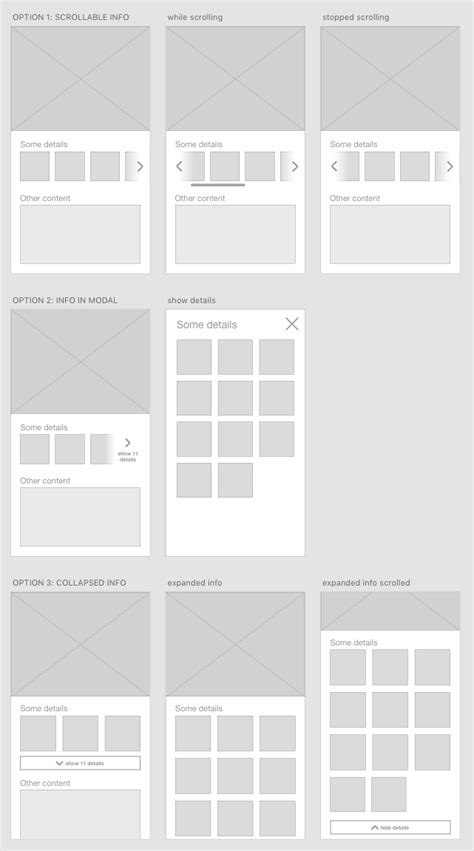Scrolling MOBILE VIEW Additional Info In Horizontal Scroll Vs Modal Vs Accordion User