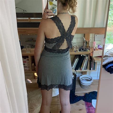 Grey Lace Cotton Dress No Paypal Depop