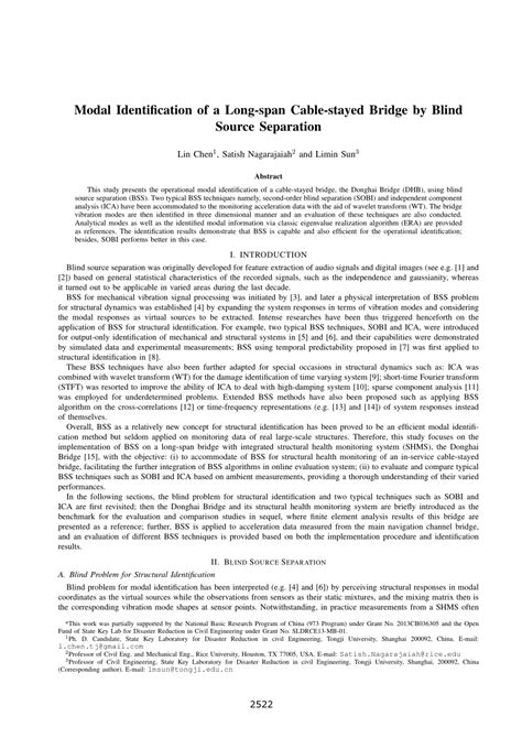 Pdf Modal Identification Of A Long Span Cable Stayed Bridge By Blind