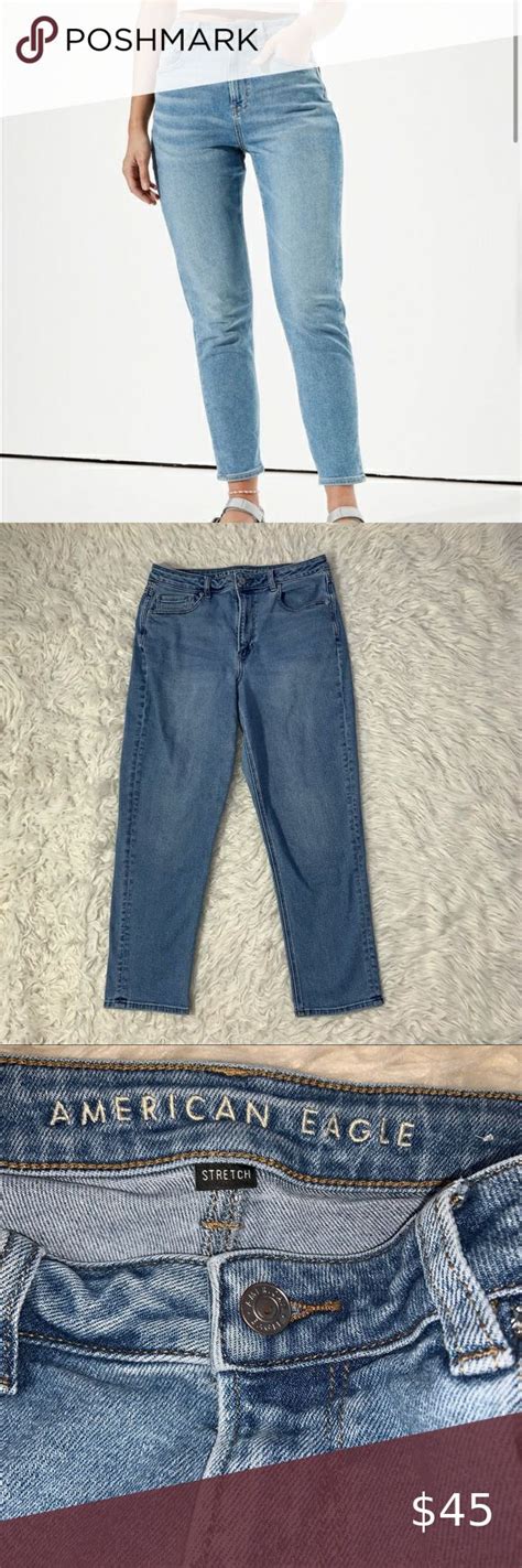 American Eagle Mom Jean High Rise Medium Wash Stretch Denim American