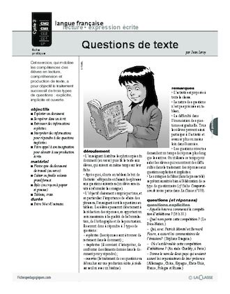 Lecture Compréhension Cm Texte Et Questions Pdf L échelon Idéal