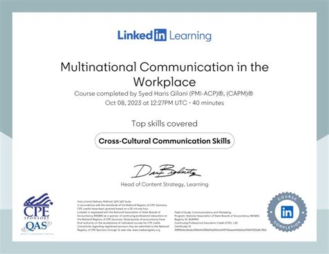 haris gilani on linkedin certificate of completion