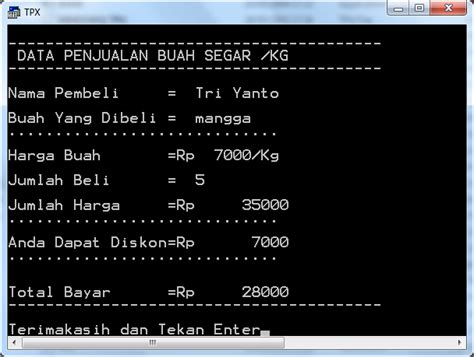 contoh program penjualan mengunakan if di turbo pascal 7 1 ~ code tri