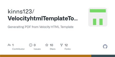 GitHub Kinns VelocityhtmlTemplateToPdf Generating PDF From Velocity HTML Template