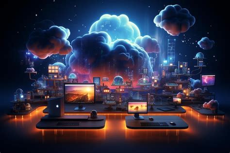 premium ai image 3d cloud computing illustration hosting technology
