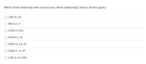 solved which of the following refer to base plus offset