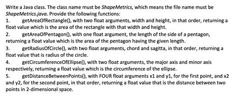 Solved Write A Java Class The Class Name Must Be Shape