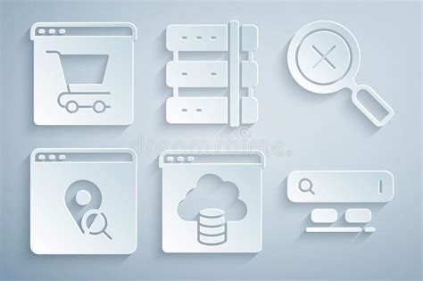 Set Cloud Technology Data Transfer Magnifying Glass And Delete Infographic Of City Map Search