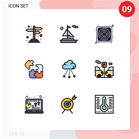 Stock Vector Icon Pack Of 9 Line Signs And Symbols For Storage Cloud Power Square Logic Editable