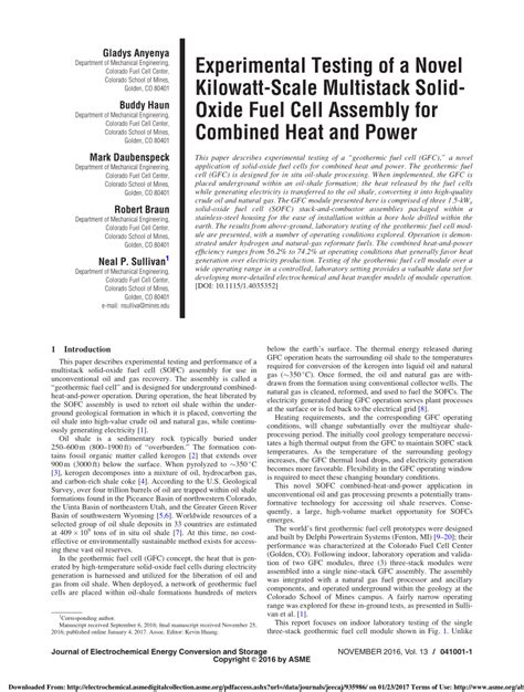 Pdf Experimental Testing Of A Novel Kw Scale Multi Stack Solid Oxide