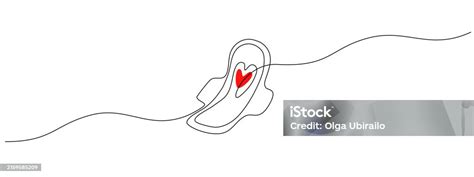 생리대와 패드의 연속적인 선화 1개 생리 주기 기호와 생리 달력 개념은 단순한 선형 스타일입니다 편집 가능한 스트로크의 위생적인 흡수제 벡터 일러스트 레이 션 0명에 대한