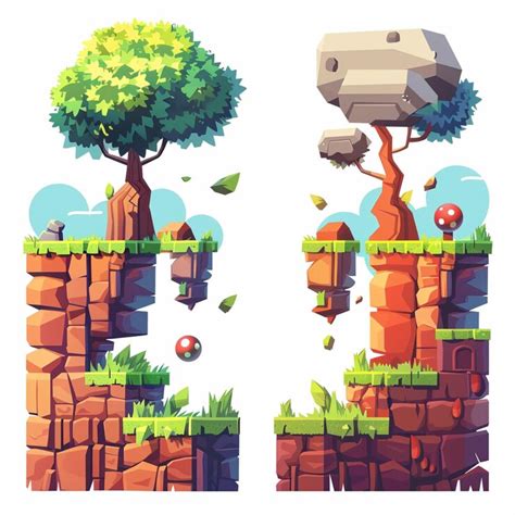 Premium Vector Asset 2d Platformer Game More Different Game Elements