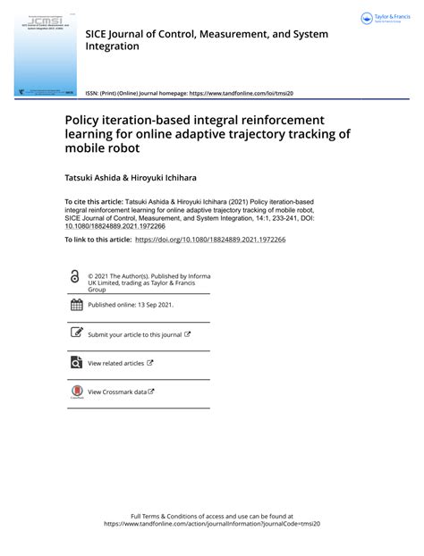 Pdf Policy Iteration Based Integral Reinforcement Learning For Online