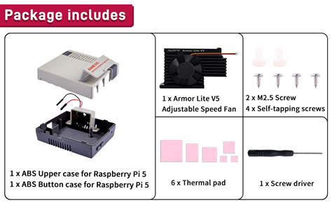 geeekpi case for raspberry pi 5 with armor lite v5 active