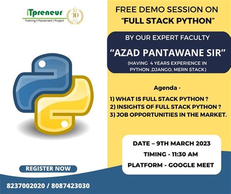 Itpreneur On Linkedin Free Demo Session On Full Stack Python Date