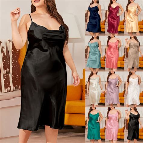 Cflvaek Satin Nightgowns For Women Plus Size Spaghetti Strap Chemise
