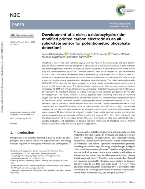 Pdf Development Of Nickel Oxideoxyhydroxide Modified Printed Carbon