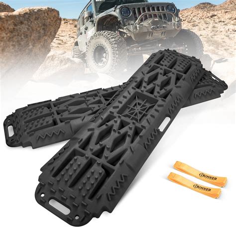 BUNKER INDUST Offroad Traction Boards with Jack Lift Base, Mud Sand Tracks Snow Tire Traction ...