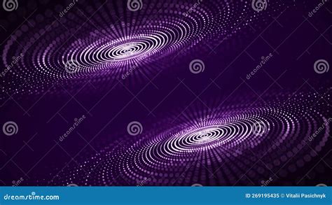 double futuristic of circular flow of particles digital cyberspace