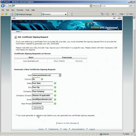 Generate Certificate Signing Request CSR For CPanel WHM Certs Less