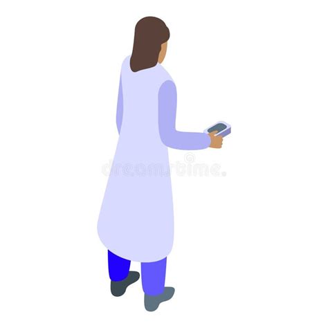 Woman Scientist Walking And Holding A Sample In A Container For Medical Research Stock Vector
