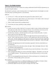 TreeHeightProj4 1 Docx Project 2 Tree Height Calculation This Activity Will Give You A Babe