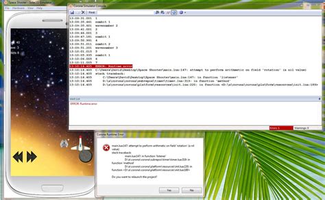 runtime error games solar2d game engine
