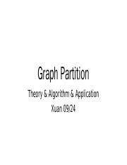Graph Partition Theory Algorithms And Applications Course Hero