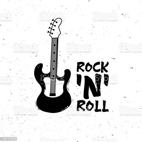 그런 지 스타일의 로큰롤 텍스트 록 기타 인쇄 로고 레이블 Hardcore Music Style에 대한 스톡 벡터 아트 및 기타 이미지 Hardcore Music