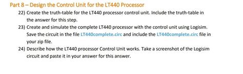 Solved Part 8 Design The Control Unit For The Lt440