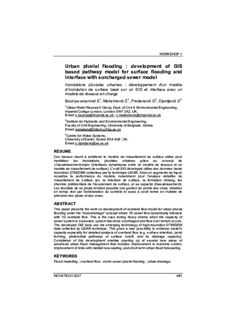 Urban Pluvial Flooding Development Of Gis Based Pathway Model For Surface Flooding And