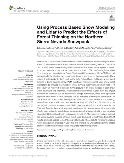 Pdf Using Process Based Snow Modeling And Lidar To Predict The