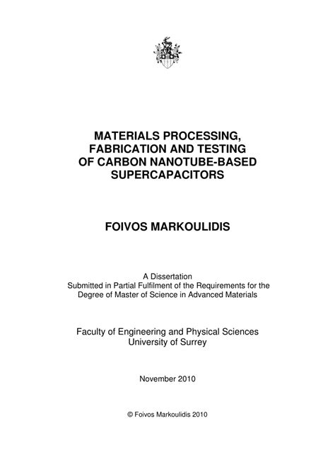 Pdf Materials Processing Fabrication And Testing Of Carbon Nanotube Based Supercapacitors