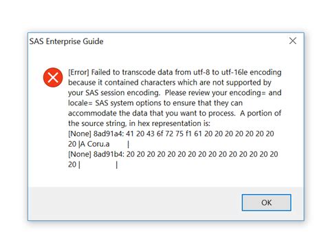 Solved Failed To Transcode Data From Utf 8 To Utf 16le Encoding Sas