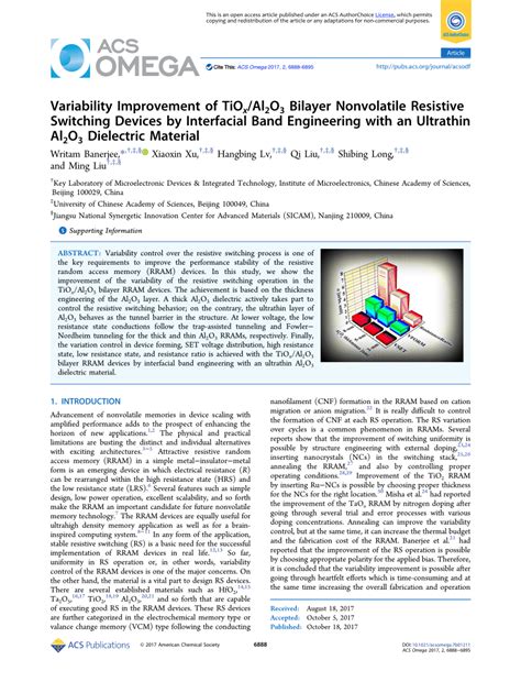 Pdf Variability Improvement Of Tio X Al 2 O 3 Bilayer Nonvolatile Resistive Switching Devices