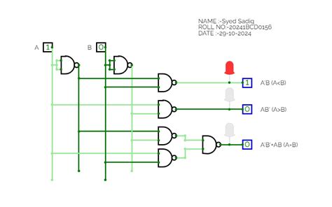 Circuitverse 1 Bit Magnitude Comparator Nand Gate