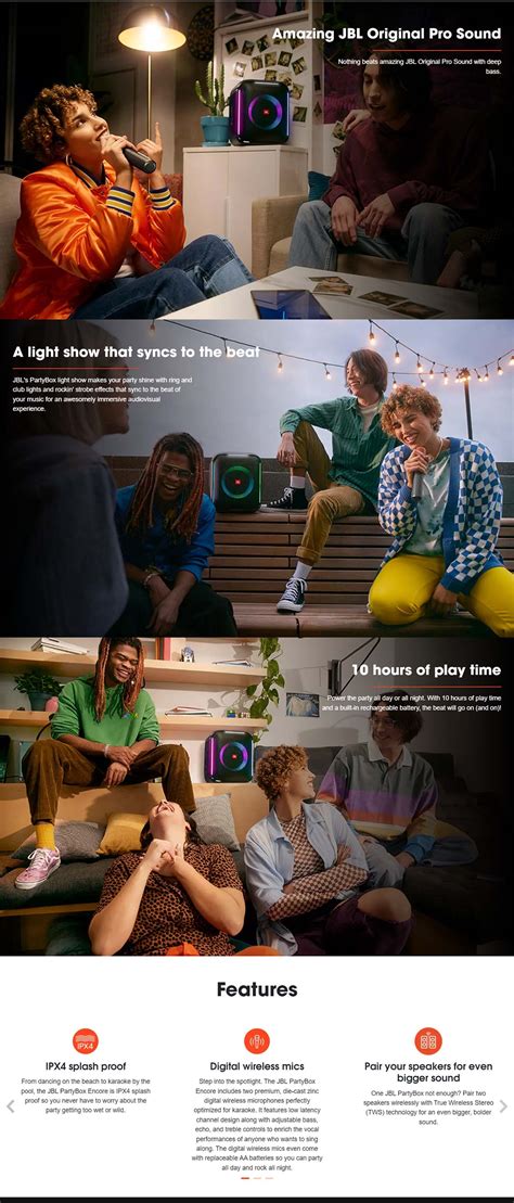 JBL Partybox Encore Portable Party Speaker With 2 Mic For Karaoke Powerful 100W Sound Built In