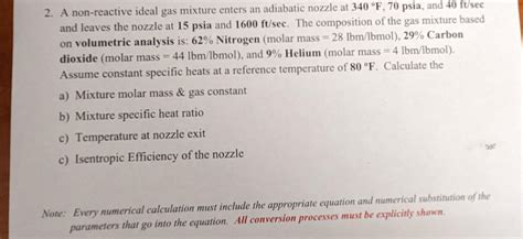 Solved 2 A Non Reactive Ideal Gas Mixture Enters An