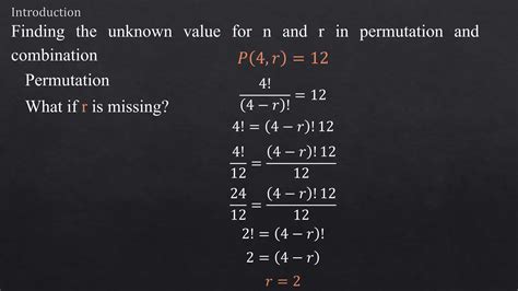Finding The Unknown Permutation And Combination Pptx