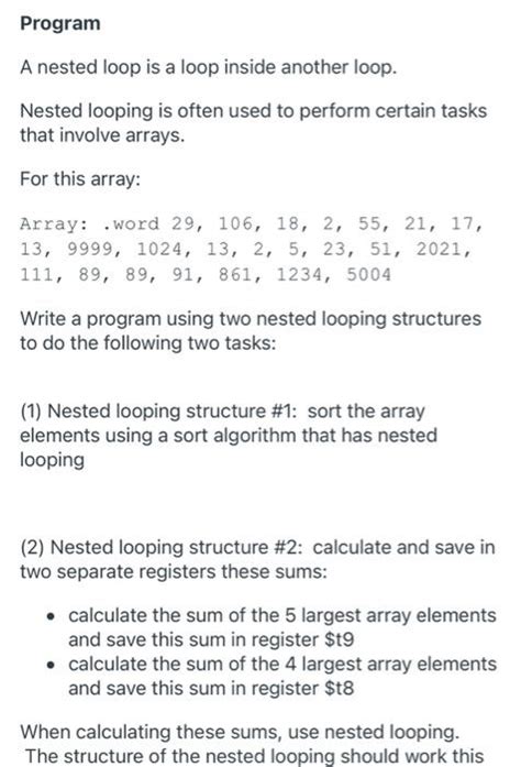 Solved Program A Nested Loop Is A Loop Inside Another Loop