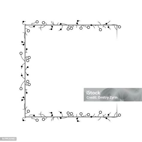 추상 검정 심플한 라인 스퀘어 와 잎 잎 프레임 꽃 낙서 윤곽 윤곽 요소 벡터 디자인 스타일 스케치 고립 된 일러스트 용 결혼식 및 배너 골동품에 대한 스톡 벡터 아트 및
