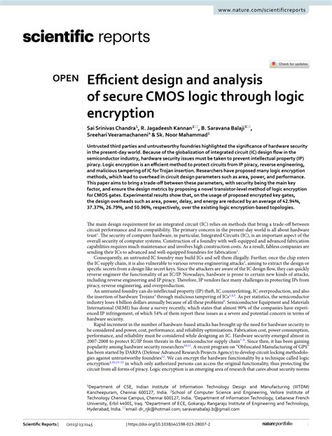 Pdf Efficient Design And Analysis Of Secure Cmos Logic Through Logic