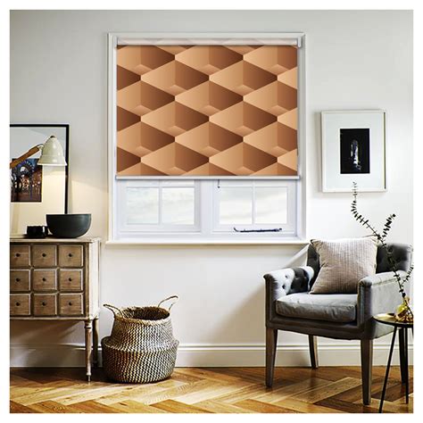 Mid Century Geometric Mosaic Pattern Print Window Roller Shade Art Shades
