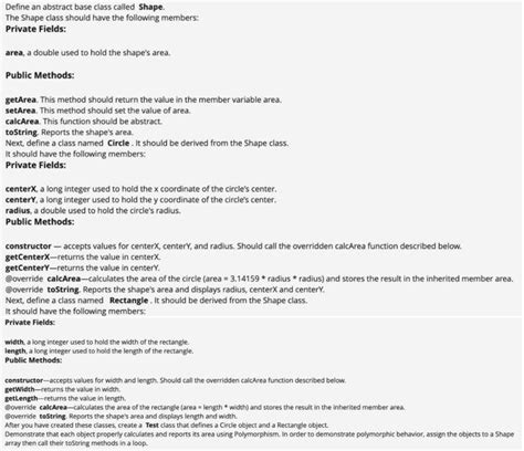 Solved Define An Abstract Base Class Called Shape The Shape