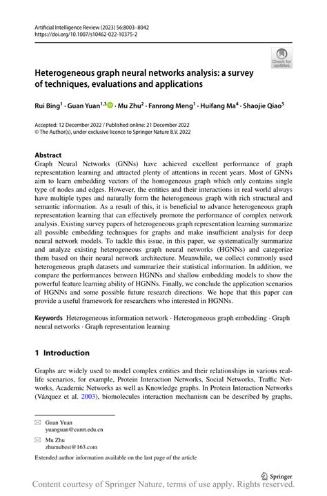 Heterogeneous Graph Neural Networks Analysis A Survey Of Techniques
